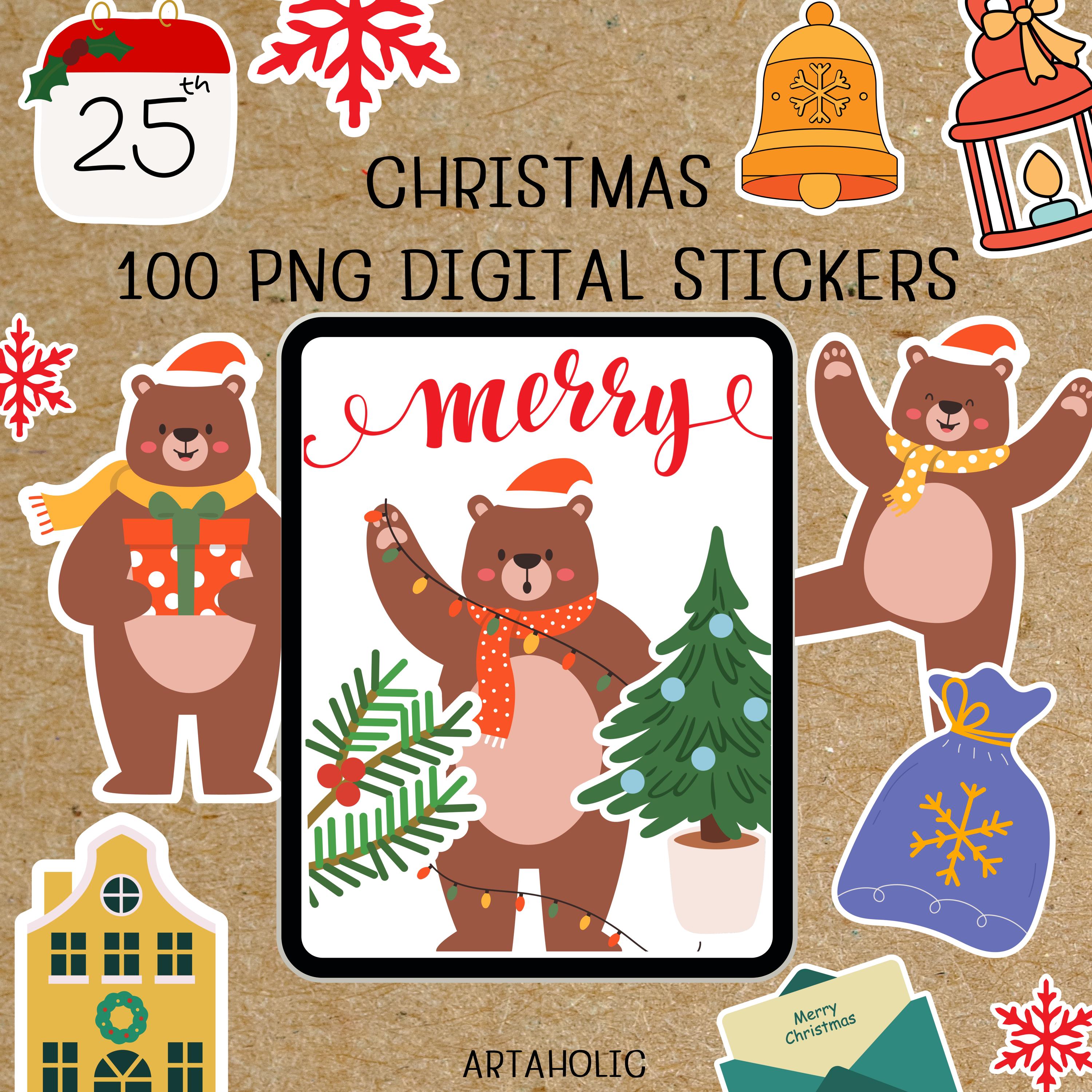 Christmas 100 Stickers Clipart,digital Download,stamp for Scrapbooks ...
