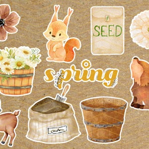 Spring 100 Stickers Clipart,watercolor Stickers,sweet Spring,spring Png ...