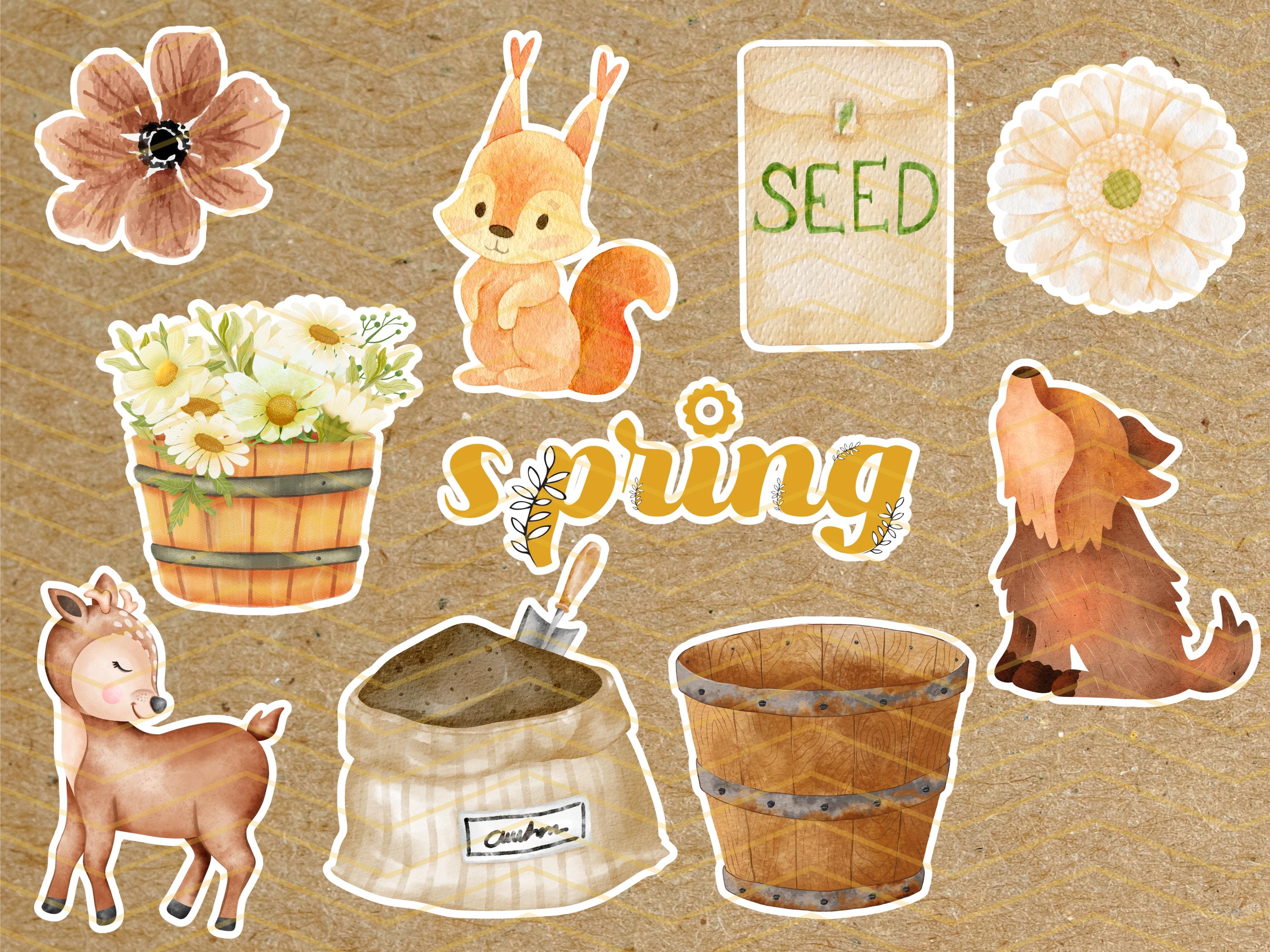 Spring 100 Stickers Clipart,watercolor Stickers,sweet Spring,spring Png ...