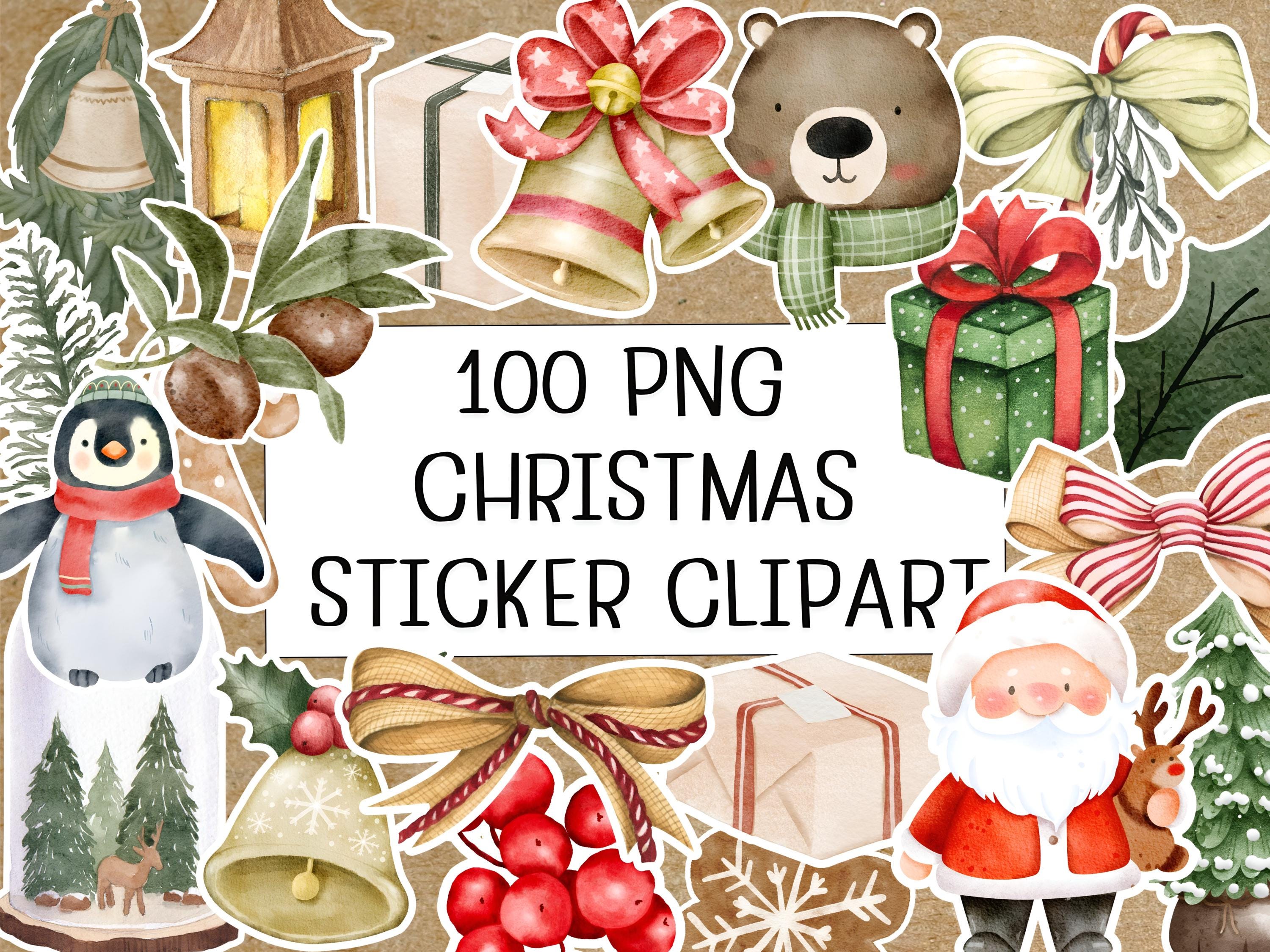 Christmas 100 Stickers Clipart,water Color Sticker,digital Download ...