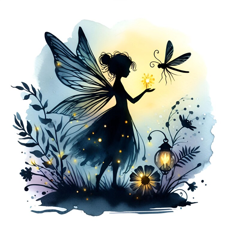 Clipart of 4 Fairy With Firefly Clipart of 4 Fairies With Butterflies ...