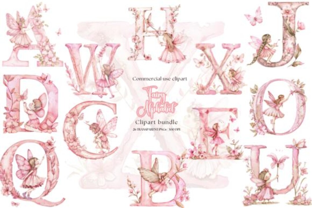Set of 26 Fairies on Alphabet Clipart Magical and Educational ...
