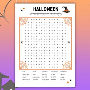 Halloween Word Search Printable, Halloween Activity for Kids and Adults ...