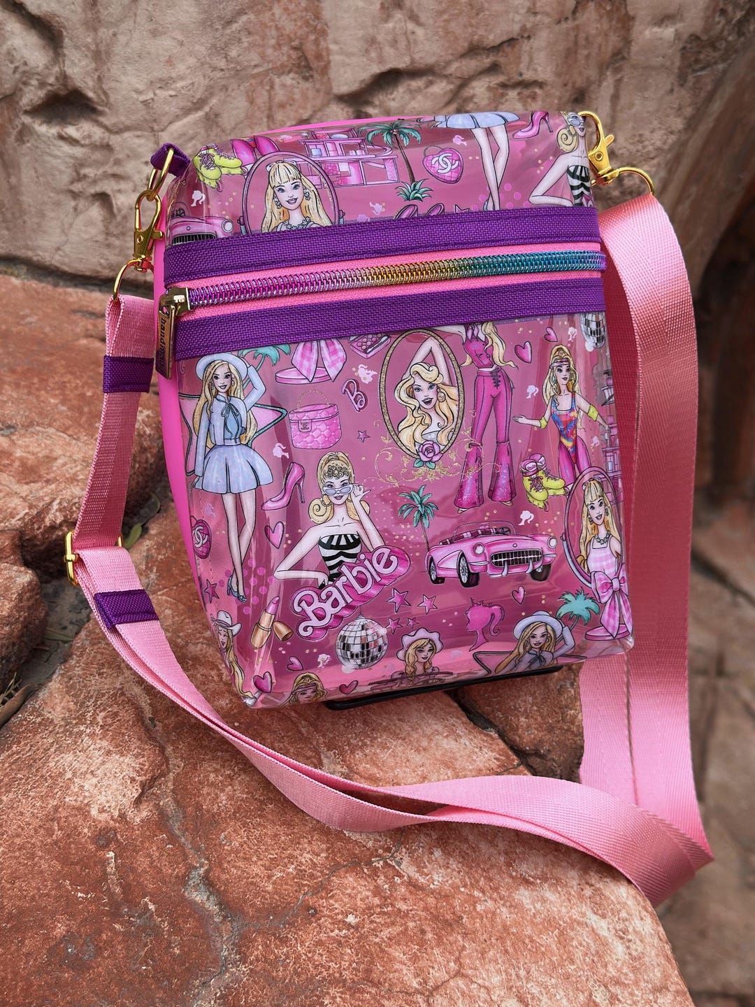 Barbie Print Babi Boxy Crossbody Bag: Clear Vinyl & Pink Jelly Vinyl - Etsy