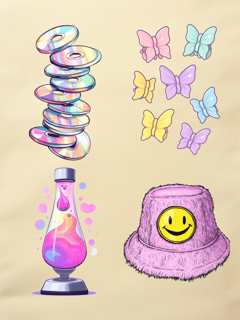 Y2K Clipart Bundle | 2000s Nostalgia Stickers | Pastel Aesthetic Girls ...