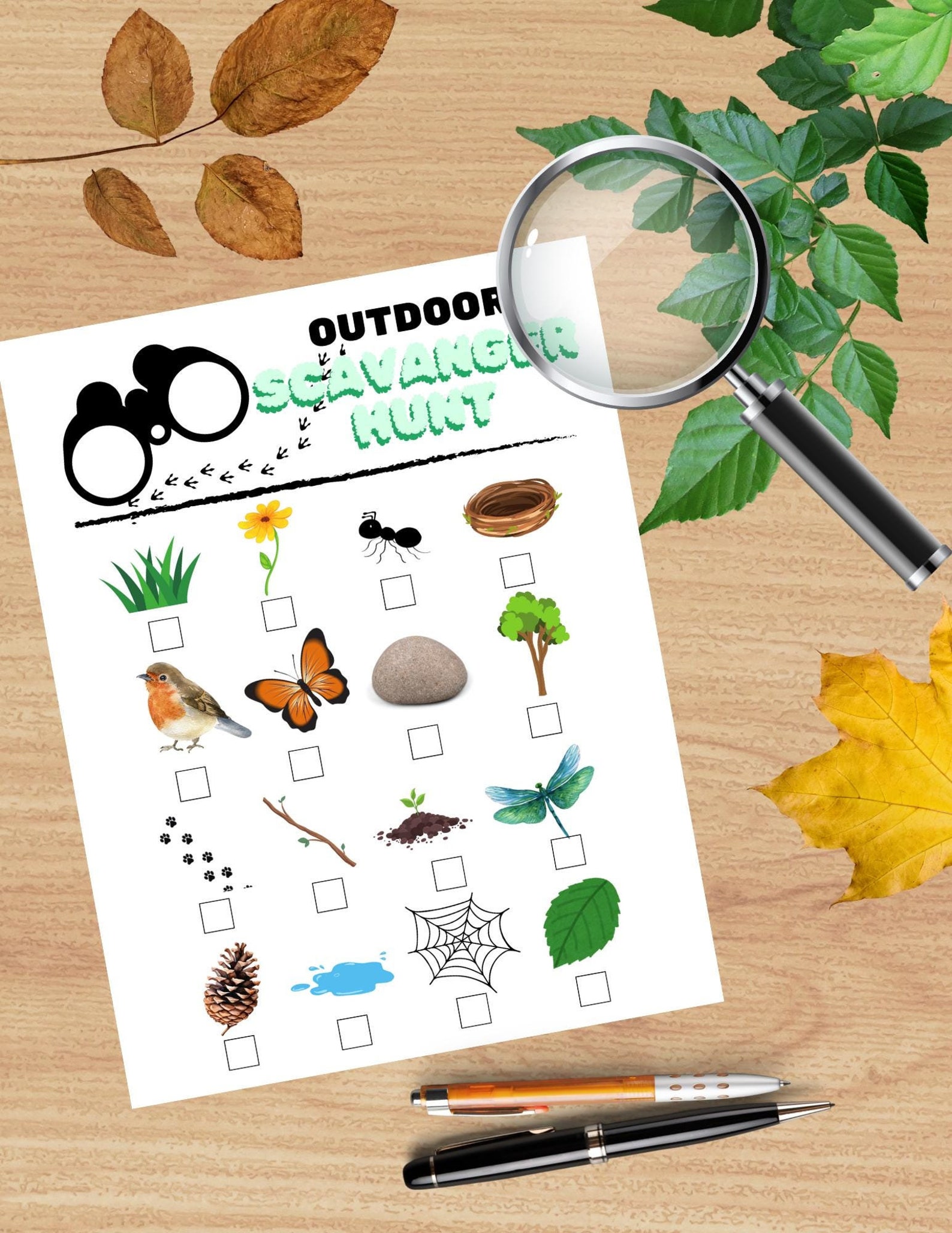 Outdoor Scavenger Hunt Printable for Kids 1 Pages Fun Nature Adventure ...