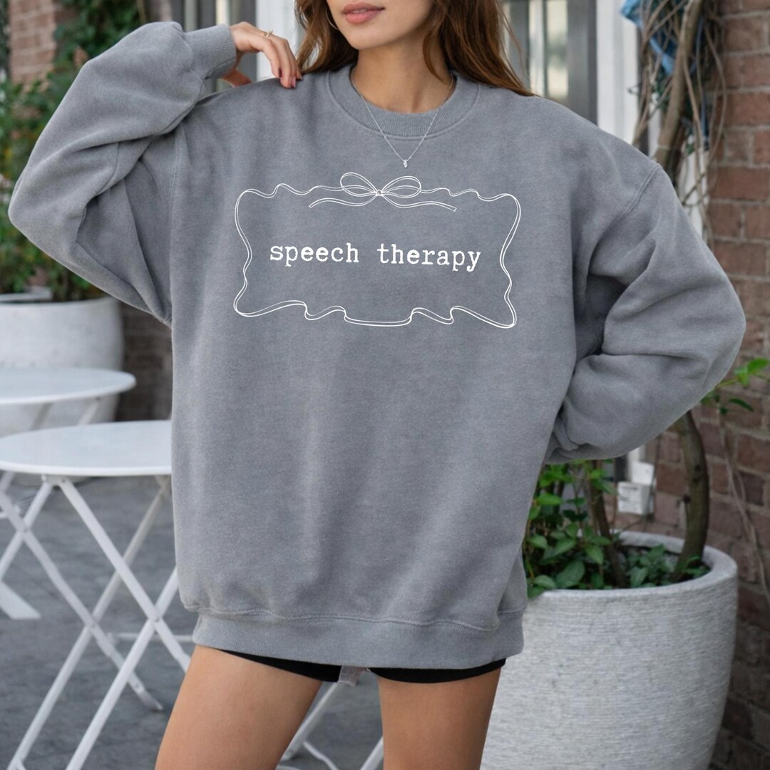 Comfort Colors Speech Therapy Bow Sweatshirt, Speech Language ...