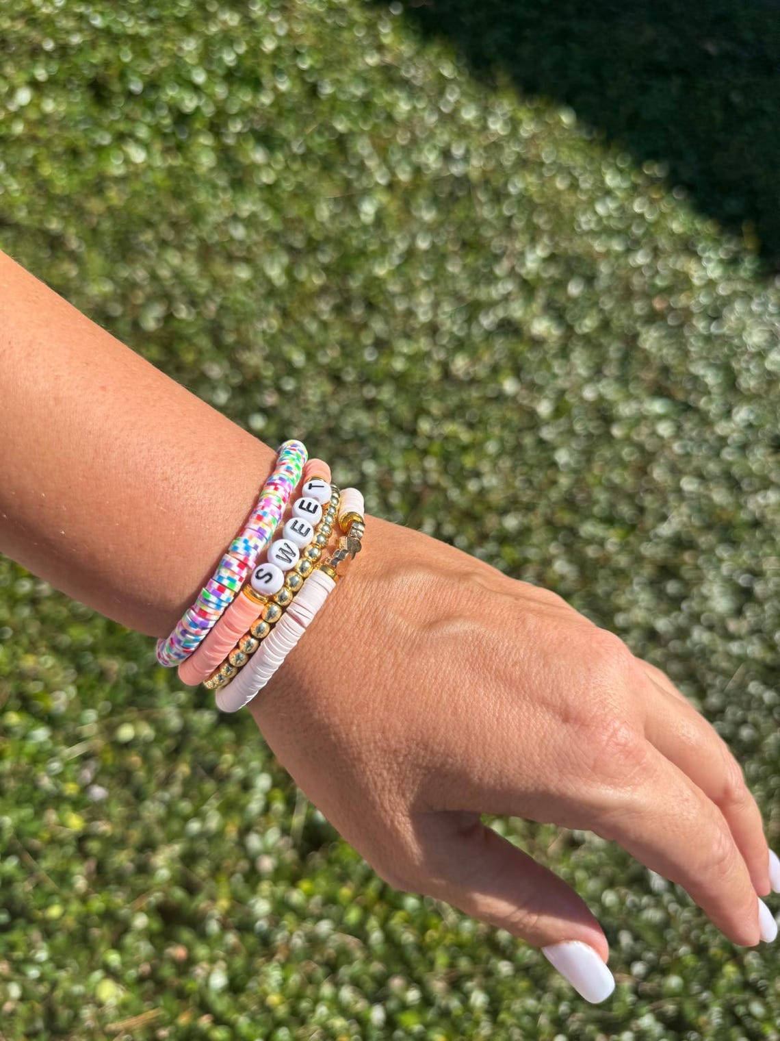 Custom Name Heishi Beaded Bracelet: Personalized Stacking Jewelry - Etsy