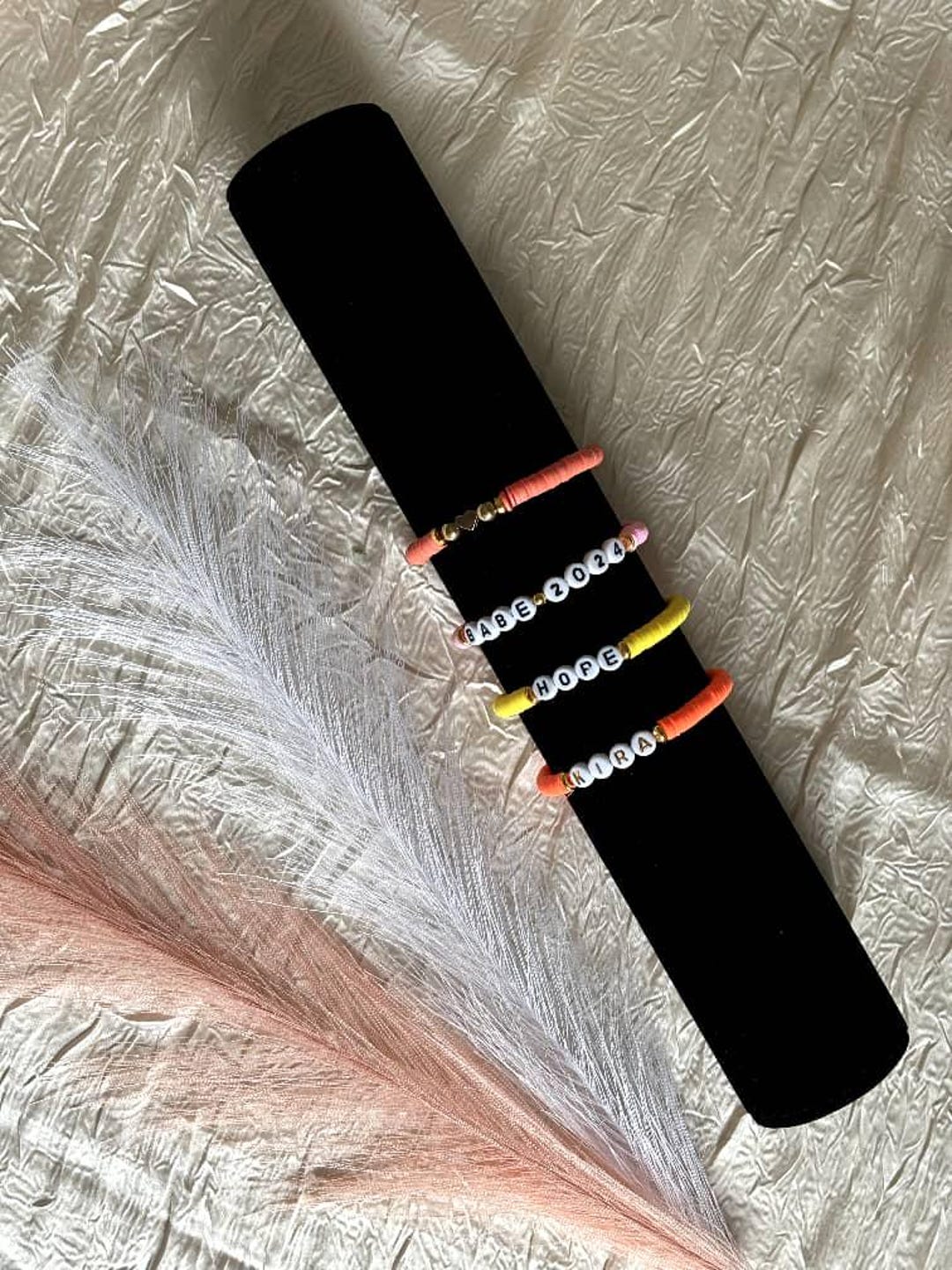 Custom Heishi Beaded Name Bracelet: Personalized Word Jewelry - Etsy