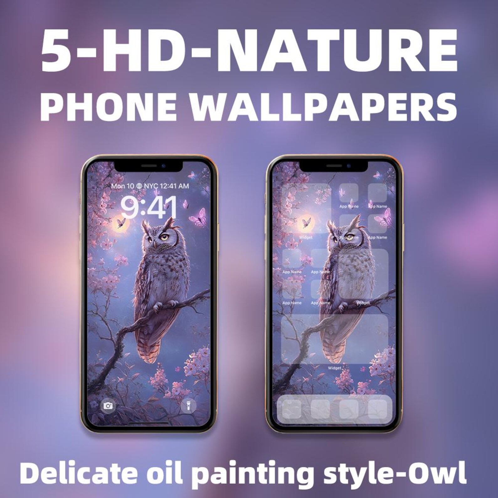 High-resolution Owl Wallpaper With an Oil Painting Texture for Ios 16 ...