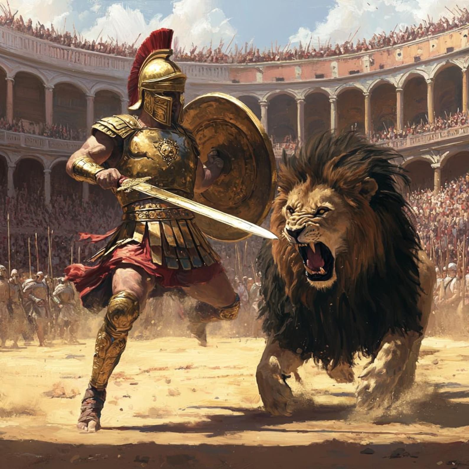 Roman Gladiator Vs Lion - Etsy