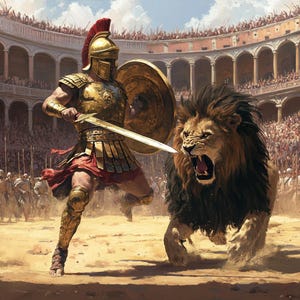 Roman Gladiator Vs Lion - Etsy