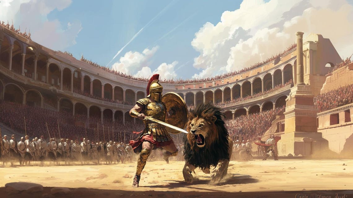 Roman Gladiator Vs Lion - Etsy