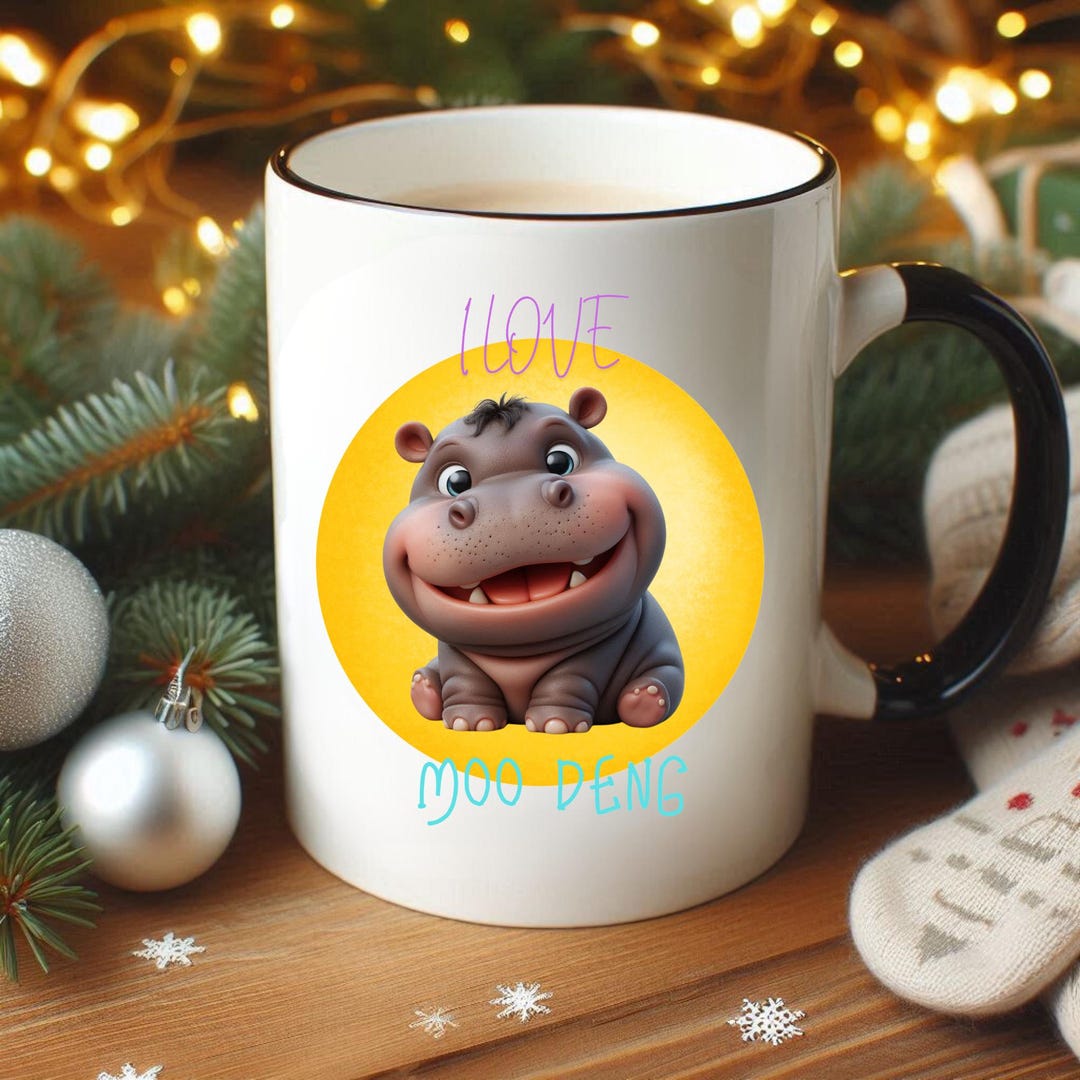 Cute Moo Deng Baby Hippo Mug Funny Animal Coffee Cup Trending Gift ...