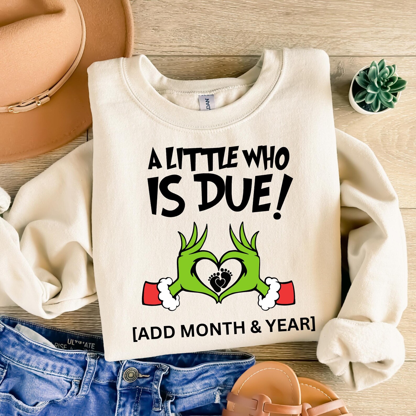 A Little Who is Due Pregnancy Sweatshirt Add Date, Cute Nursery Sweater ...