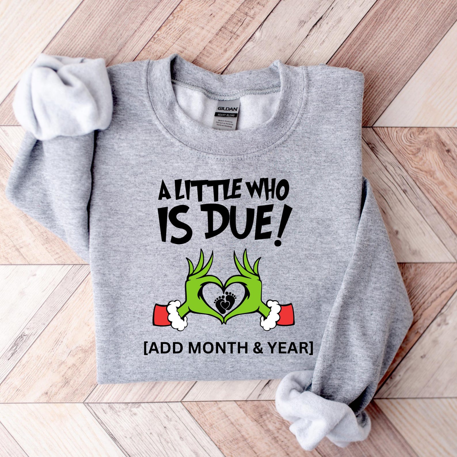 A Little Who is Due Pregnancy Sweatshirt Add Date, Cute Nursery Sweater ...