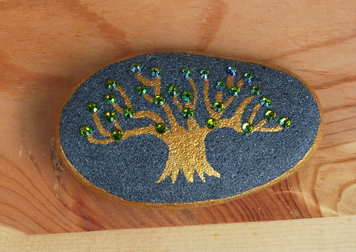 Tree Painted Stone, Paperweight, Garden Rock, Collectible, Decorative ...
