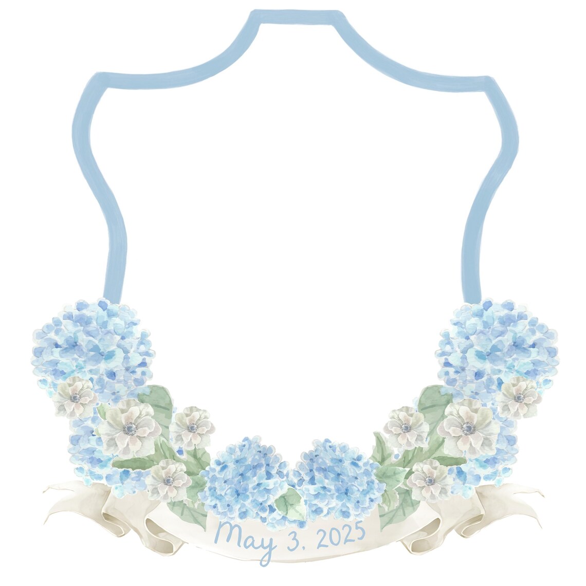 Watercolor Hydrangea Crest for Wedding, Bridal, Nursery, Gift Tags, and ...