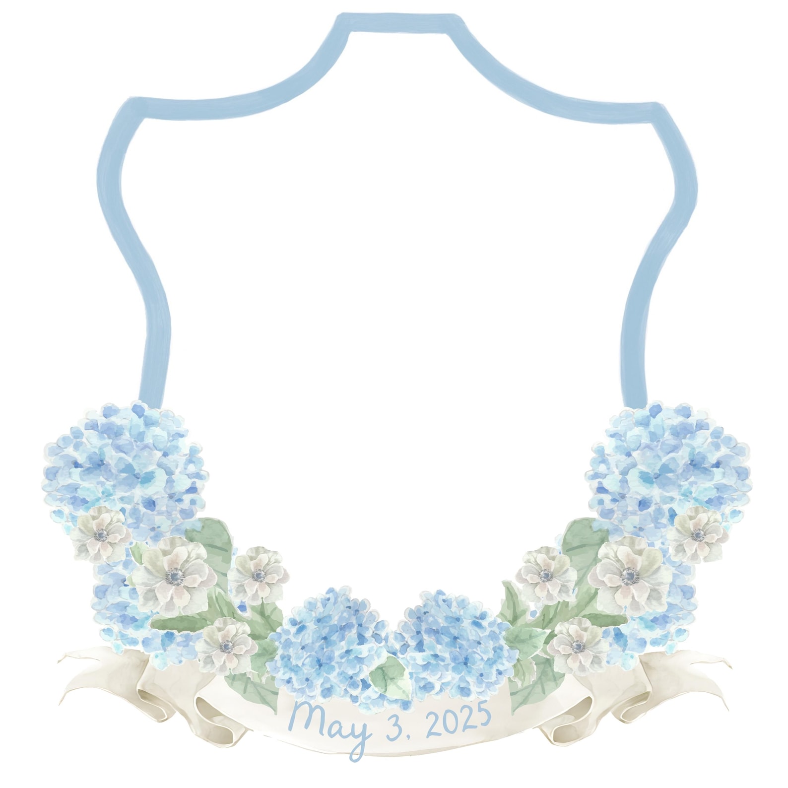 Watercolor Hydrangea Crest for Wedding, Bridal, Nursery, Gift Tags, and ...