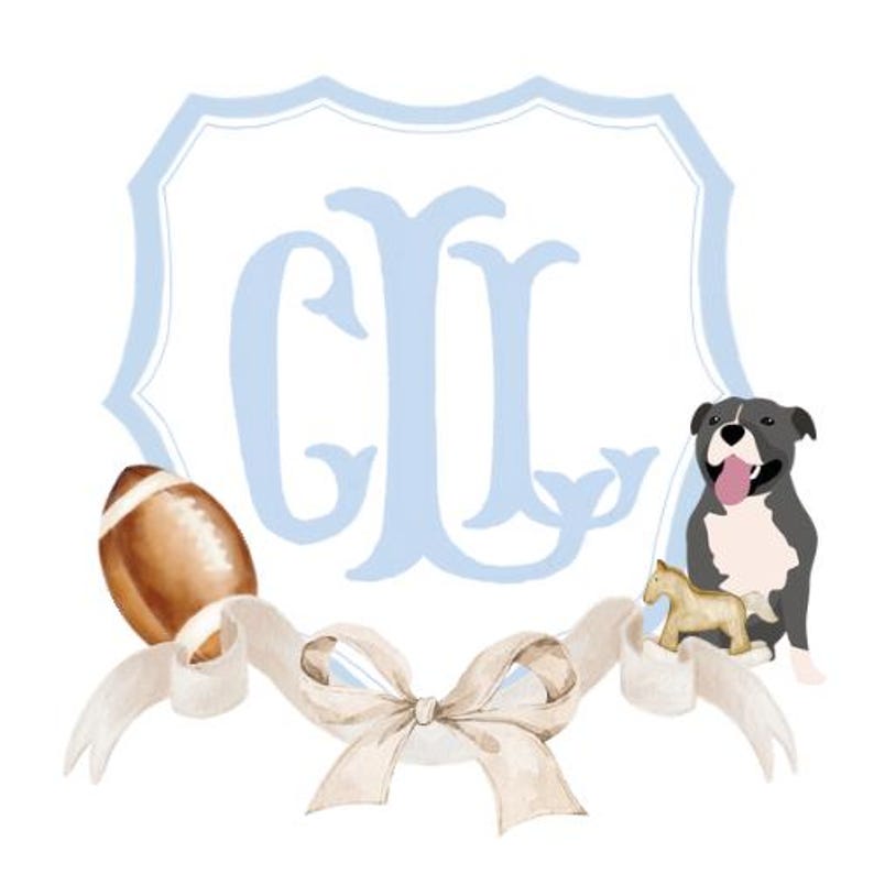 Custom Watercolor Crests, Monogrammed: Baby, Wedding, Couples, Family ...