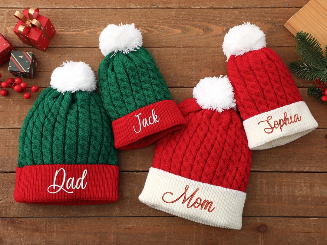 Personalized Christmas Beanie, Christmas Knitted Santa Hat, Custom ...