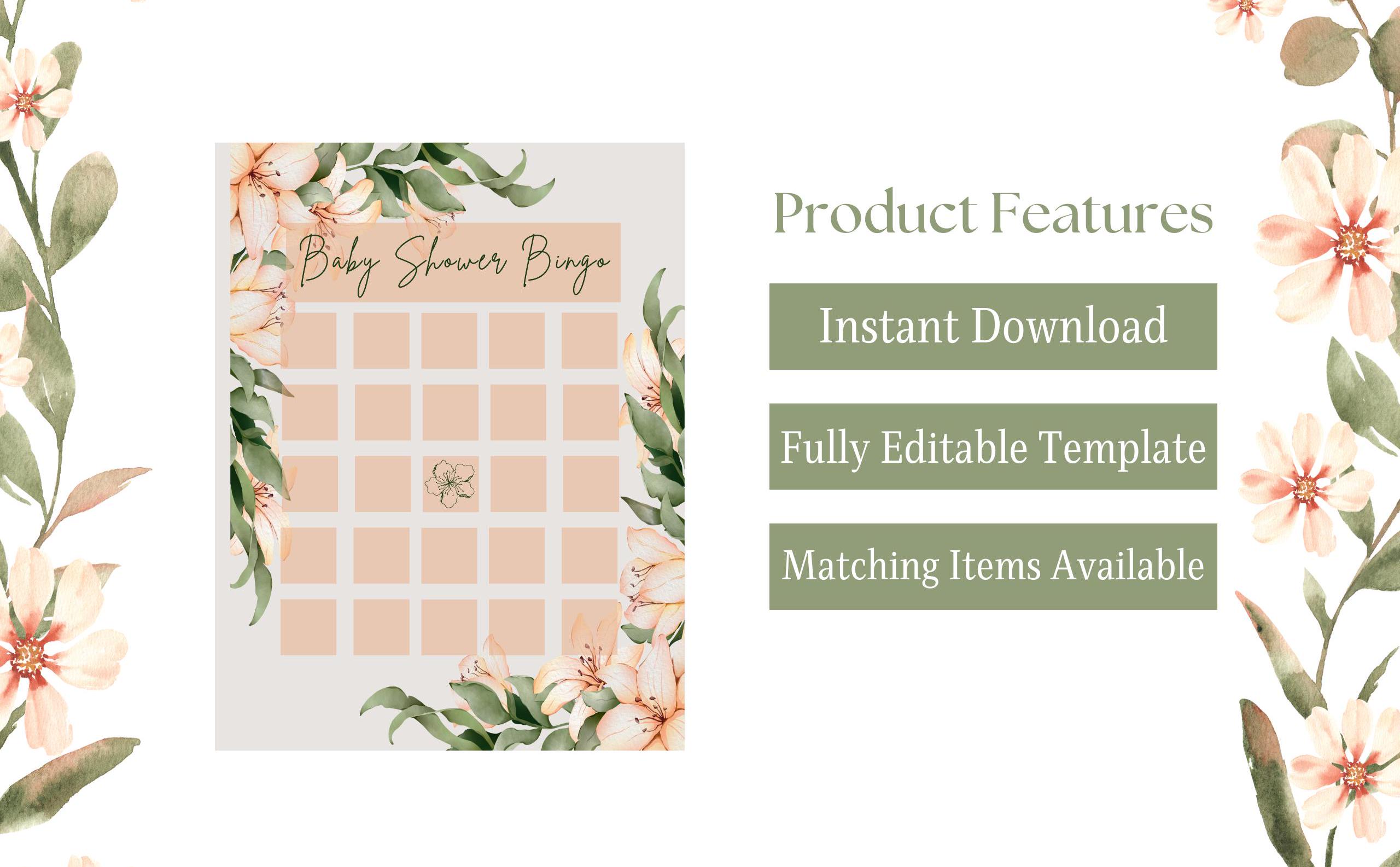 Baby Shower Bingo | Baby Shower Game | Printable | Self Editable ...