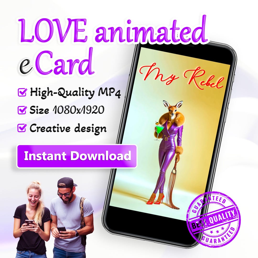 Instant Love Animated Ecard for Him, Unique Animated Card, Fun and Romantic Gift for Boyfriend ...