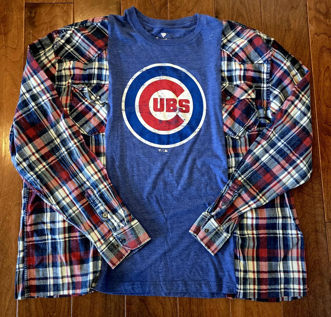 Upcycled Chicago Cubs Flannel Shirt: Oversized Plaid, OSFM (M-XXL) - Etsy