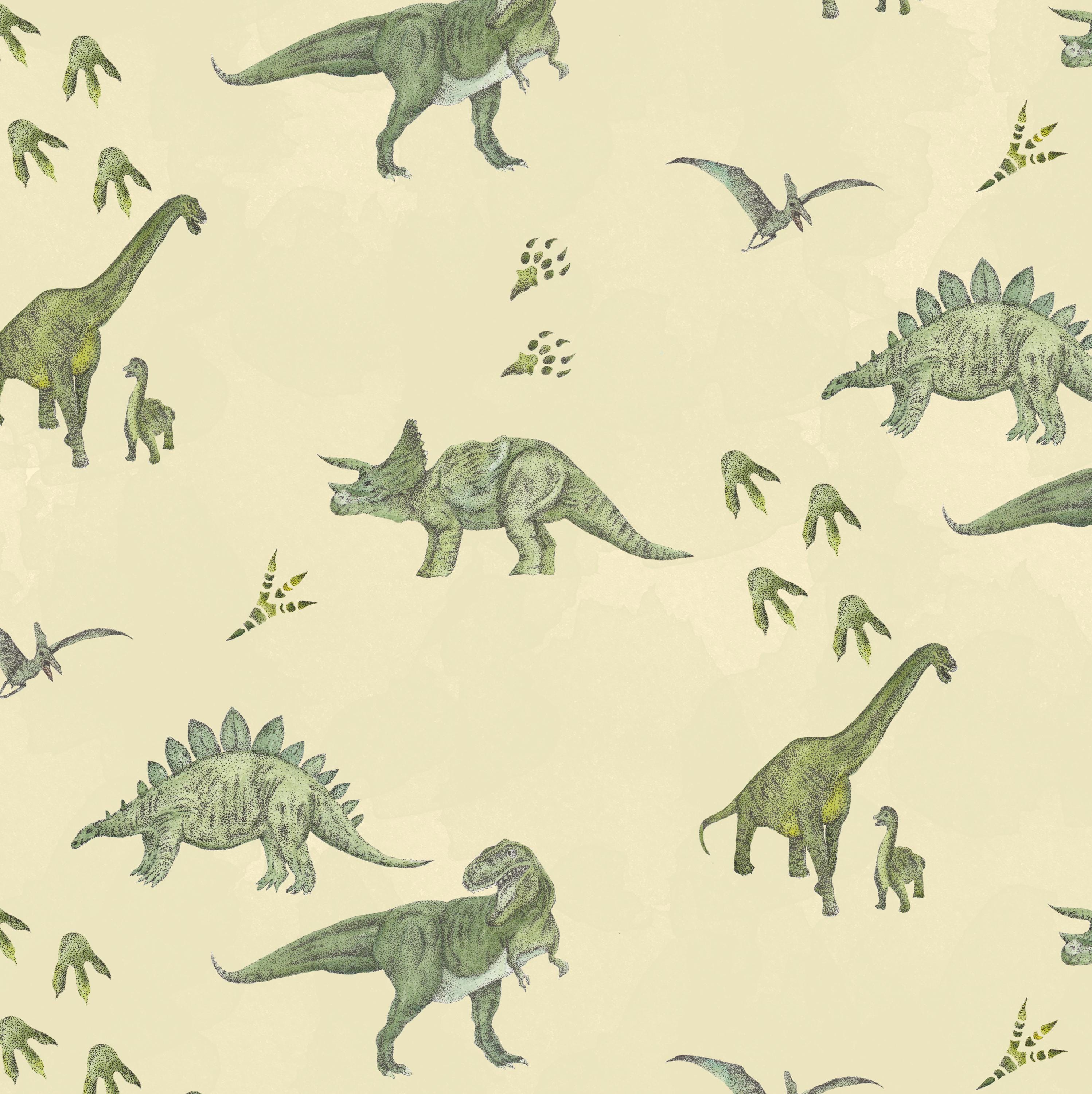 Dinosaur Wallpaper - Nature Inspired Hand-drawn Nursery Wallpaper ...