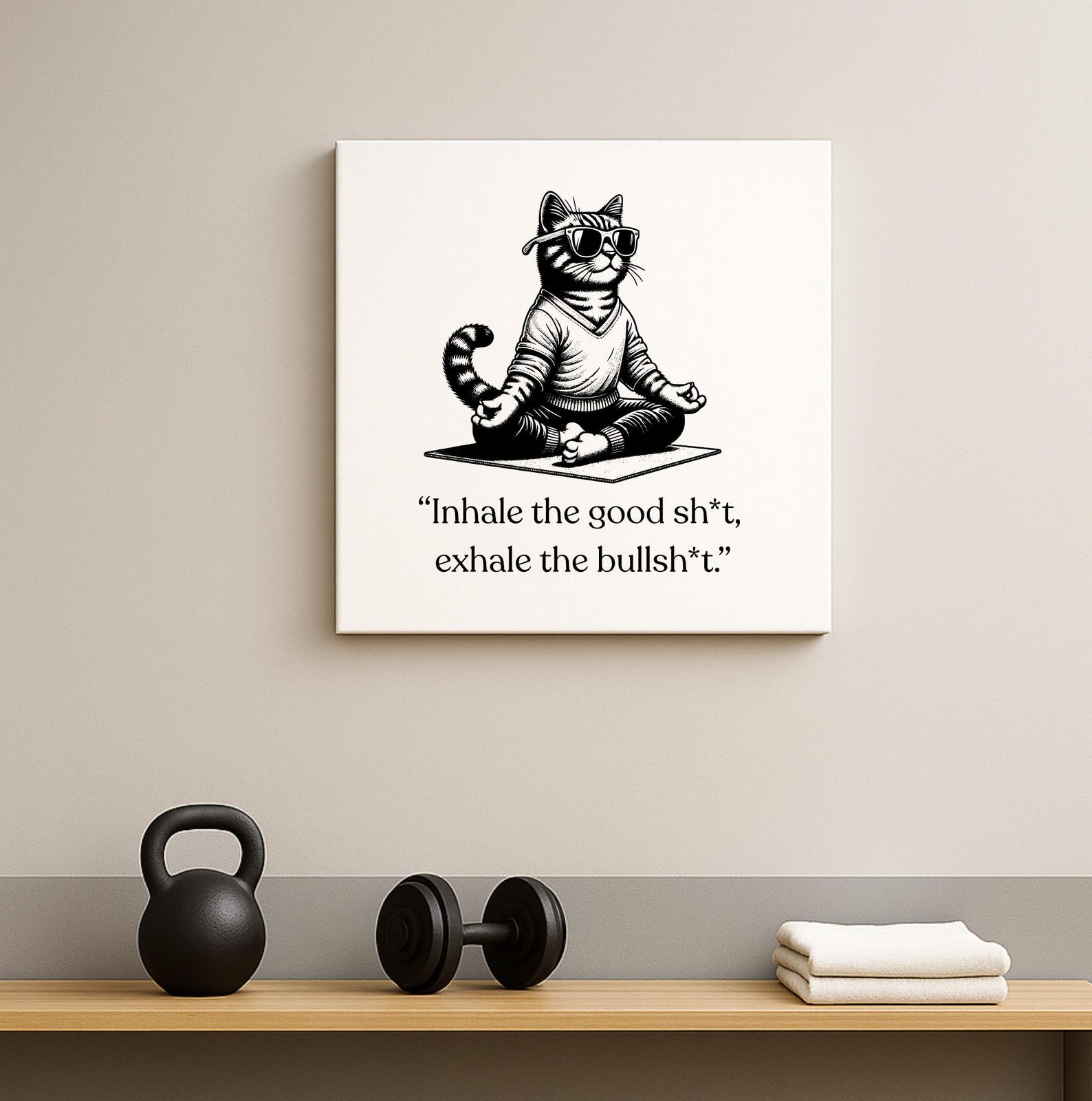 Inhale Exhale, Funny Cat Posters, Funky Poster Print, Funny Cat Meme ...