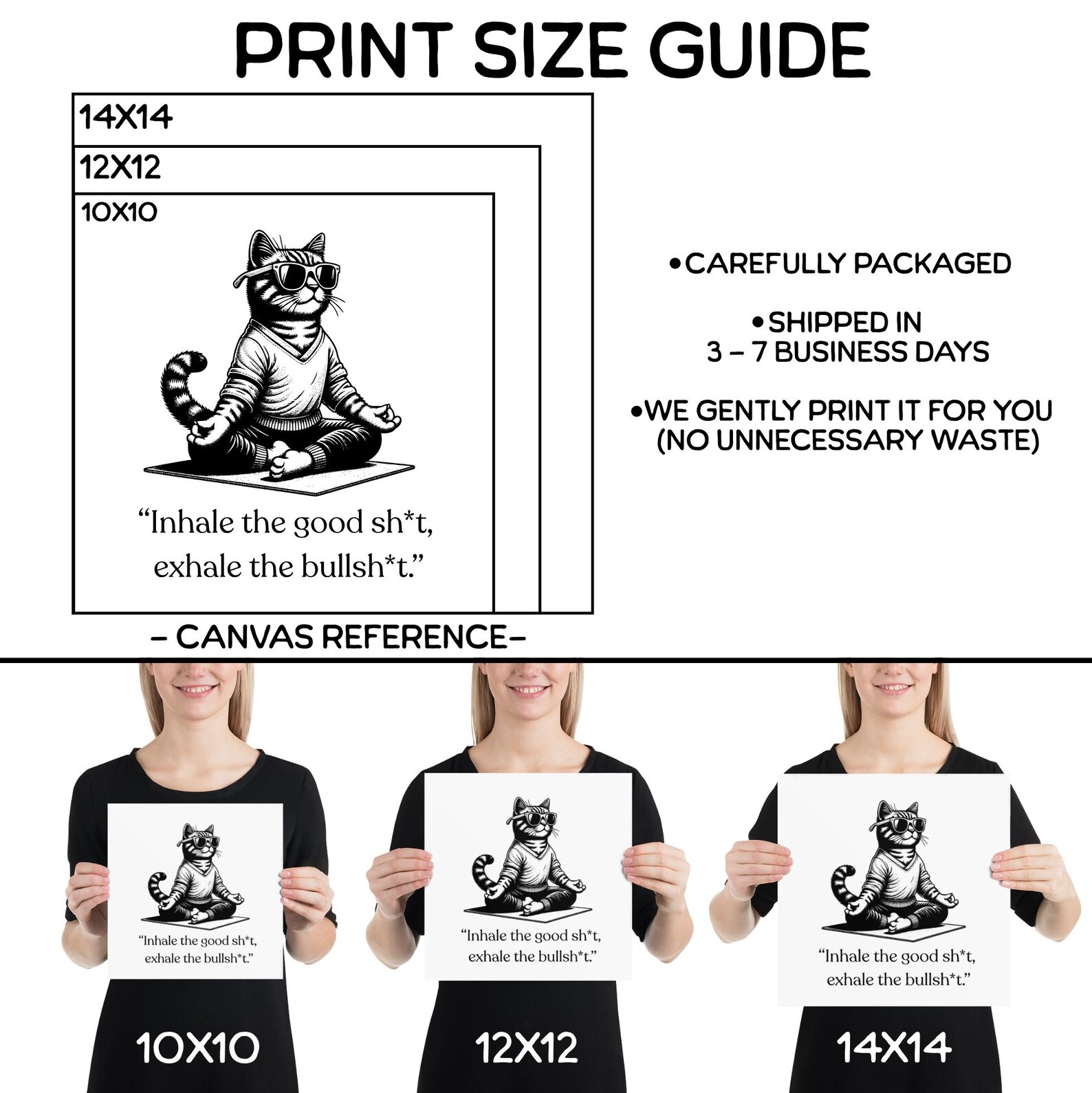 Inhale Exhale, Funny Cat Posters, Funky Poster Print, Funny Cat Meme ...