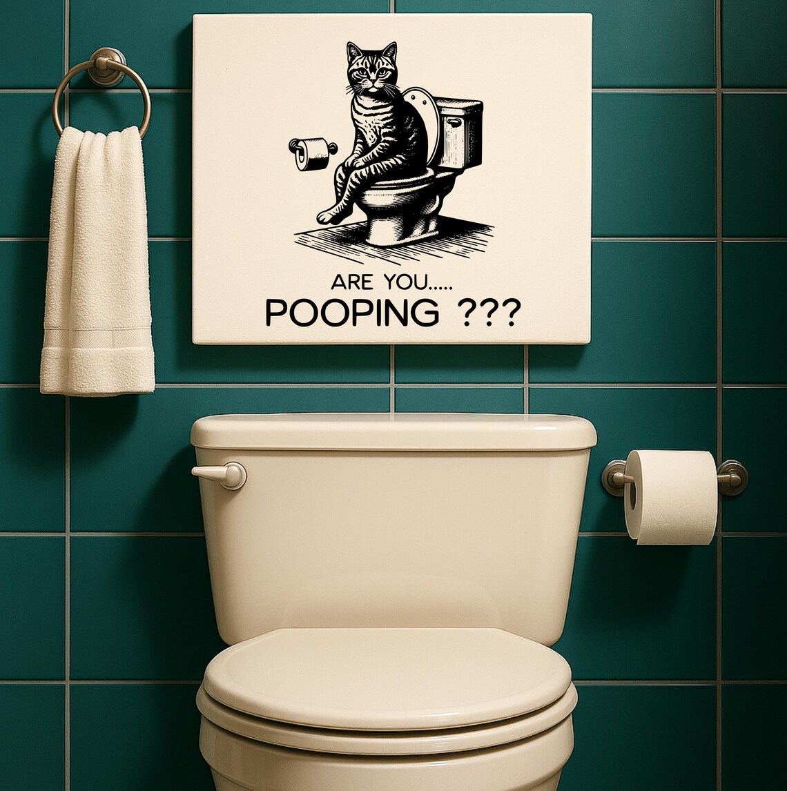 Are You Pooping Cat Print, Funny Bathroom Decor Poster, Funny Quote ...