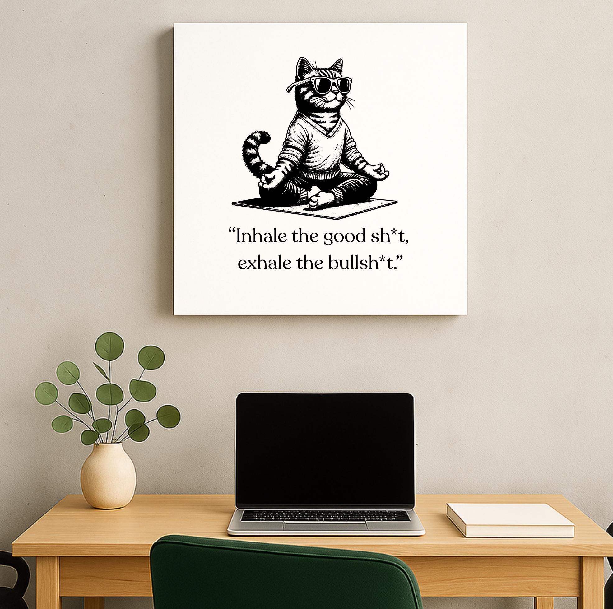 Inhale Exhale, Funny Cat Posters, Funky Poster Print, Funny Cat Meme ...