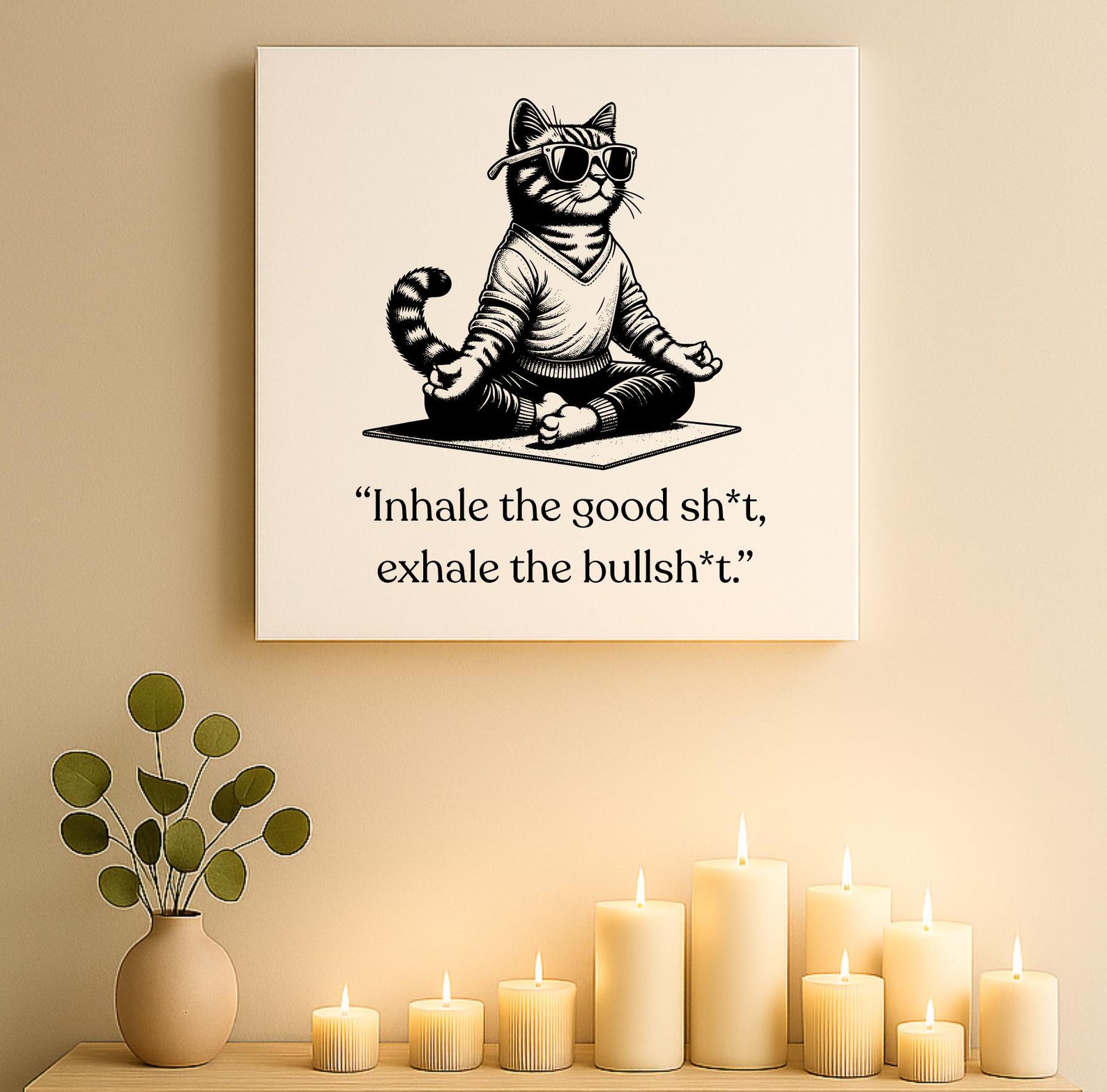 Inhale Exhale, Funny Cat Posters, Funky Poster Print, Funny Cat Meme ...