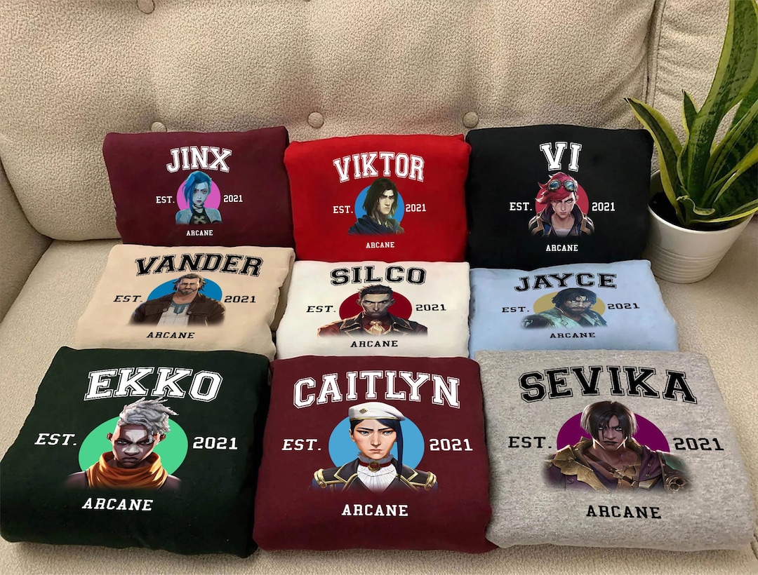 Arcane League of Legends Shirt: Jinx, Caitlyn, Viktor - Bella Canvas ...