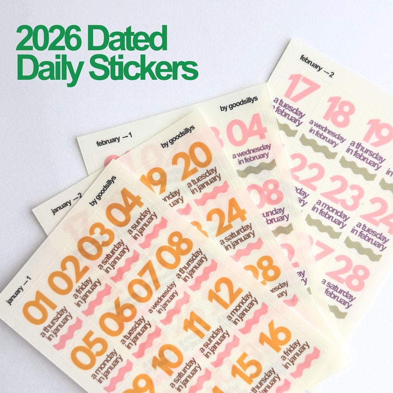 2026 Daily Dated Stickers for Planner or Journal | 2 X 3 Cm | Clear ...