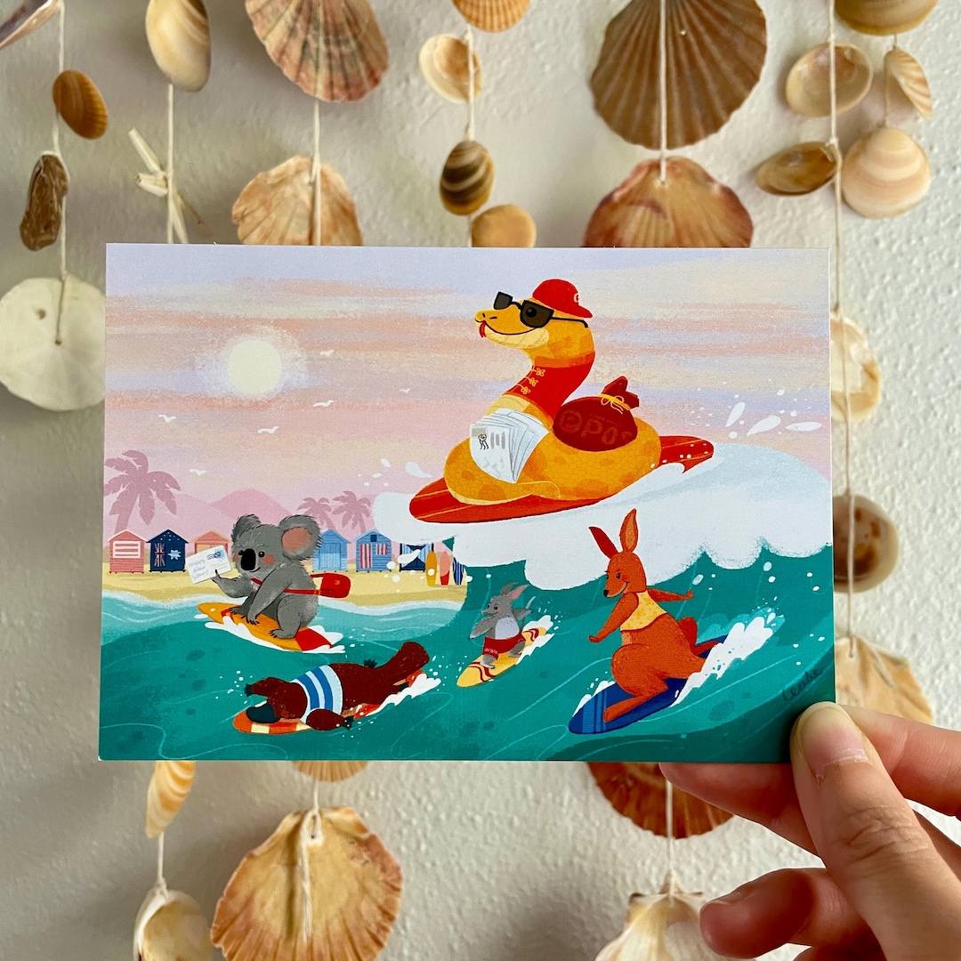 Snake the Postman Animal Postman Australian Animals Postcard New Year ...