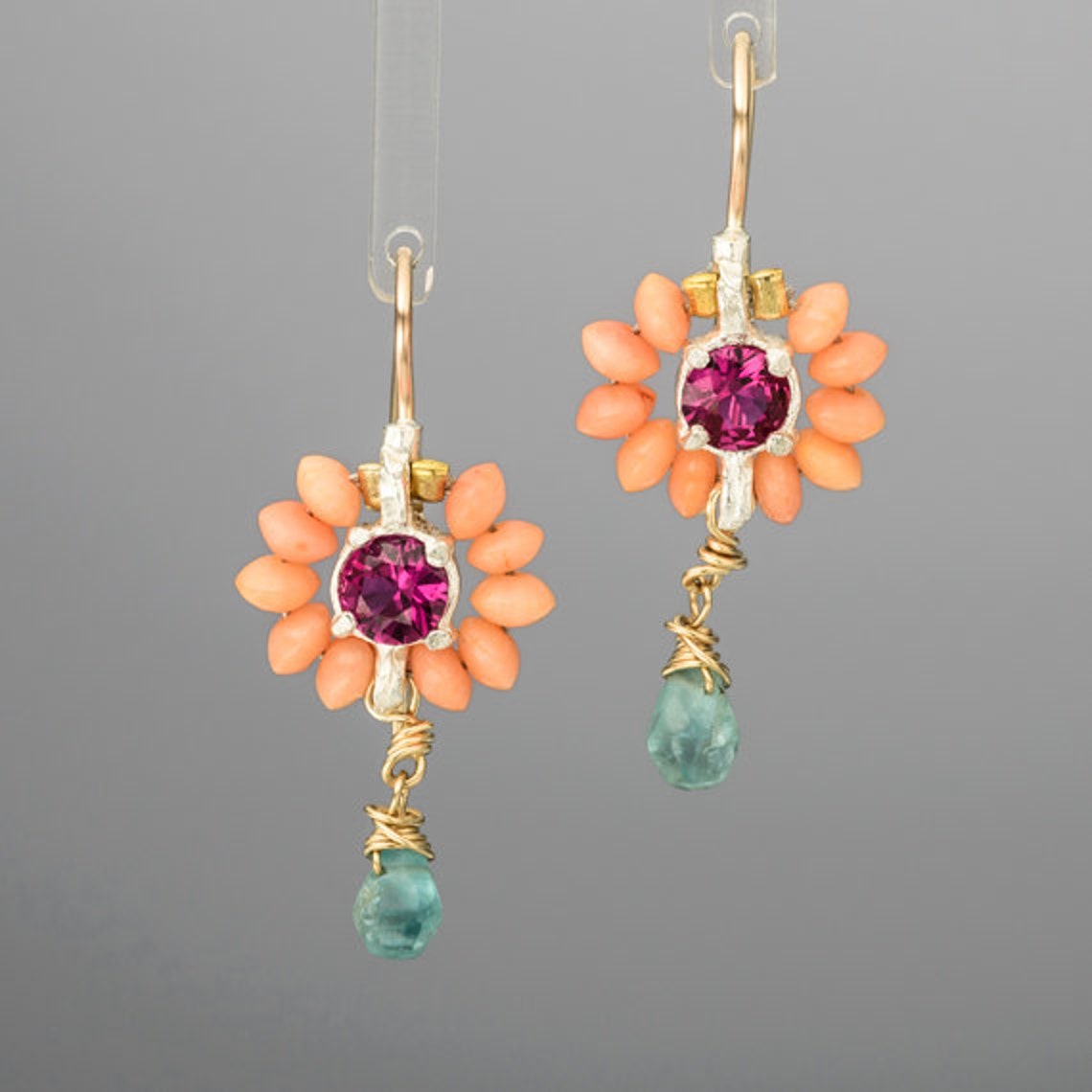 Small Flower Earrings, Coral Earrings, Unique Earrings, Dangle Earrings ...
