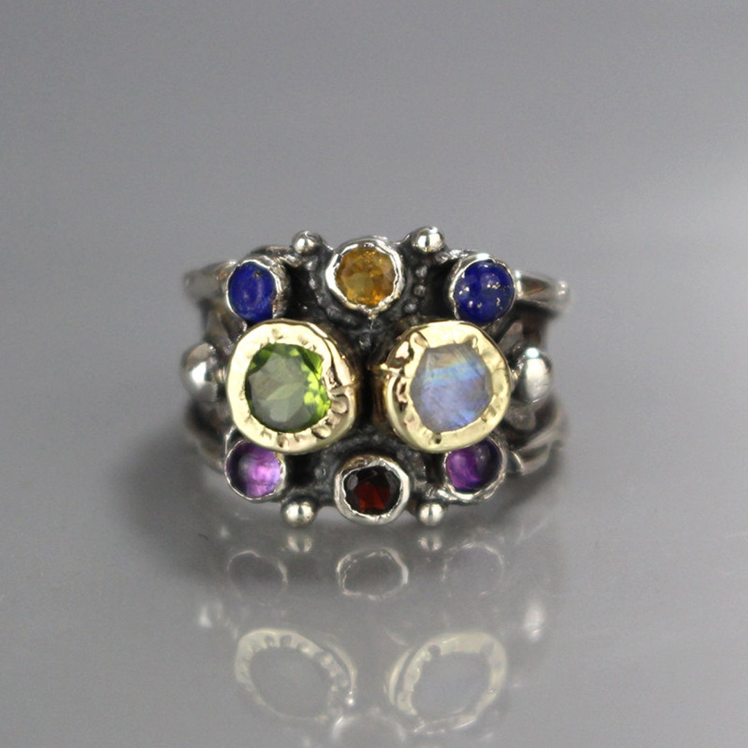 Gemstone Statement Ring, Multistone Ring, Statement Ring, Eye Ring, 9K ...