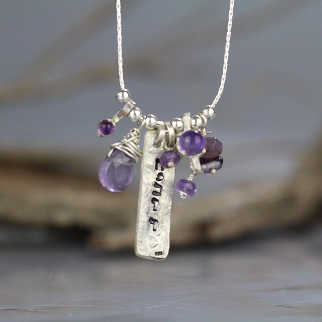 Unique Personalized Connection Necklace, Silver Amethyst Charm Necklace ...