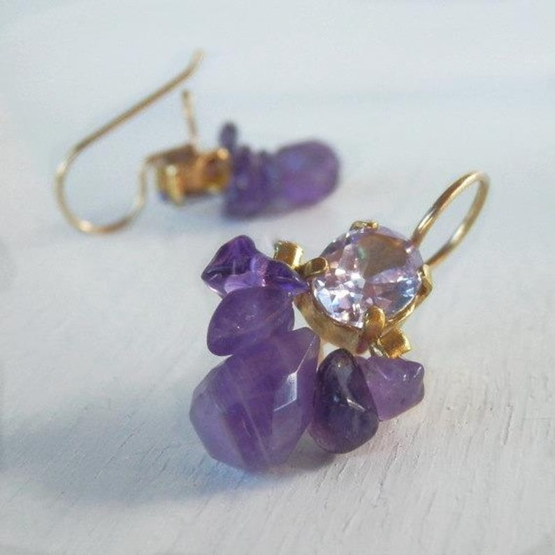 Purple Jewelry, Purple Earrings, Purple Cubic Zirconia Bee Earrings ...