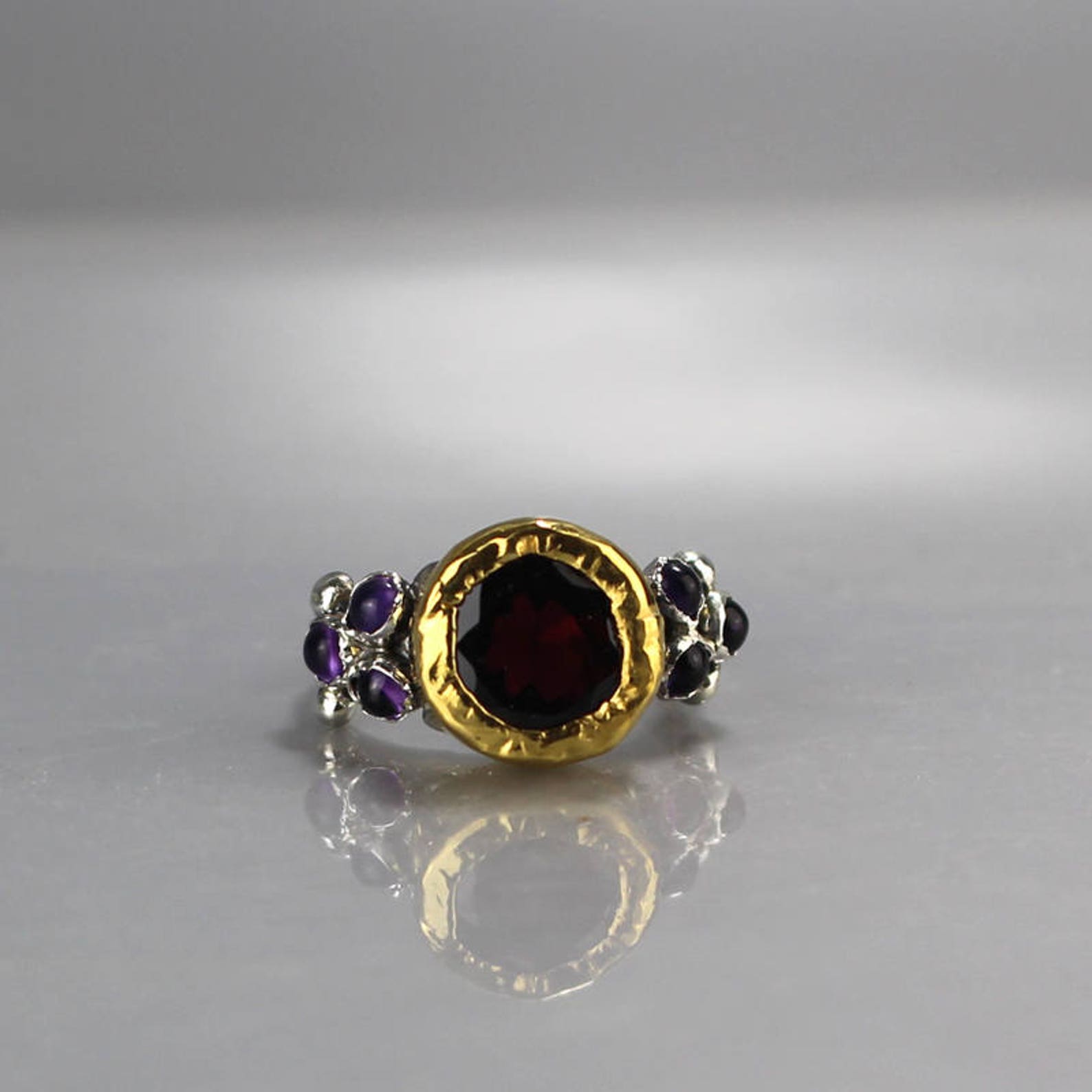 Deep Red Garnet Ring Garnet Engagement Ring Garnet Amethyst - Etsy