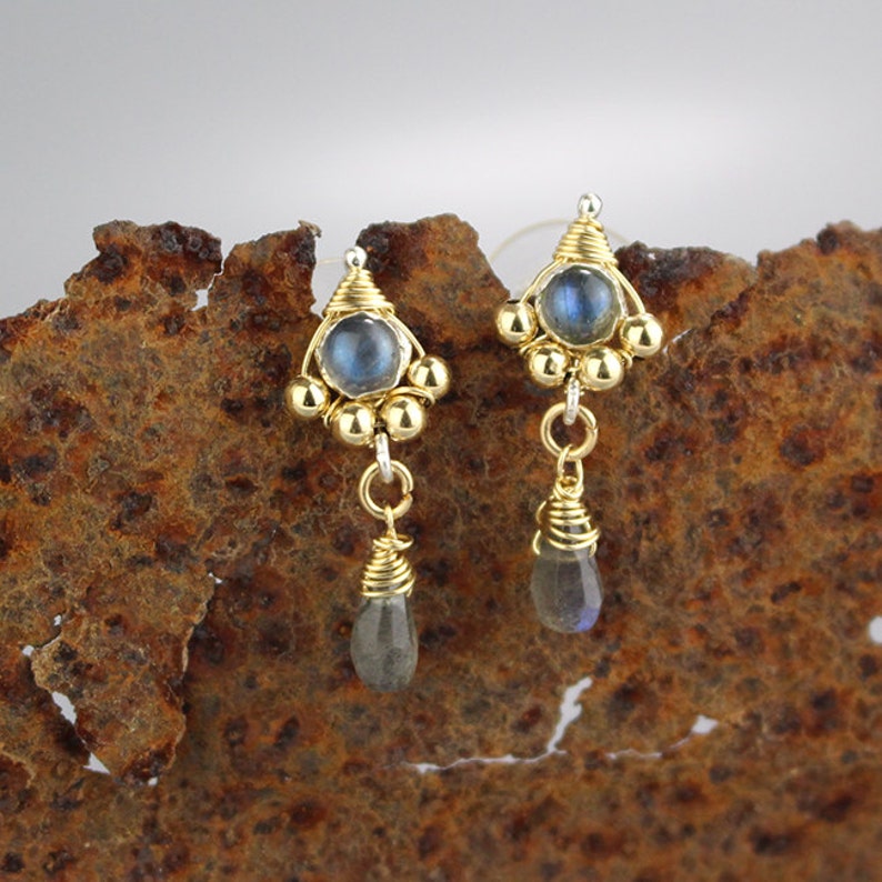 Boho Studs Labradorite Spring Stud Earrings Post Earrings | Etsy