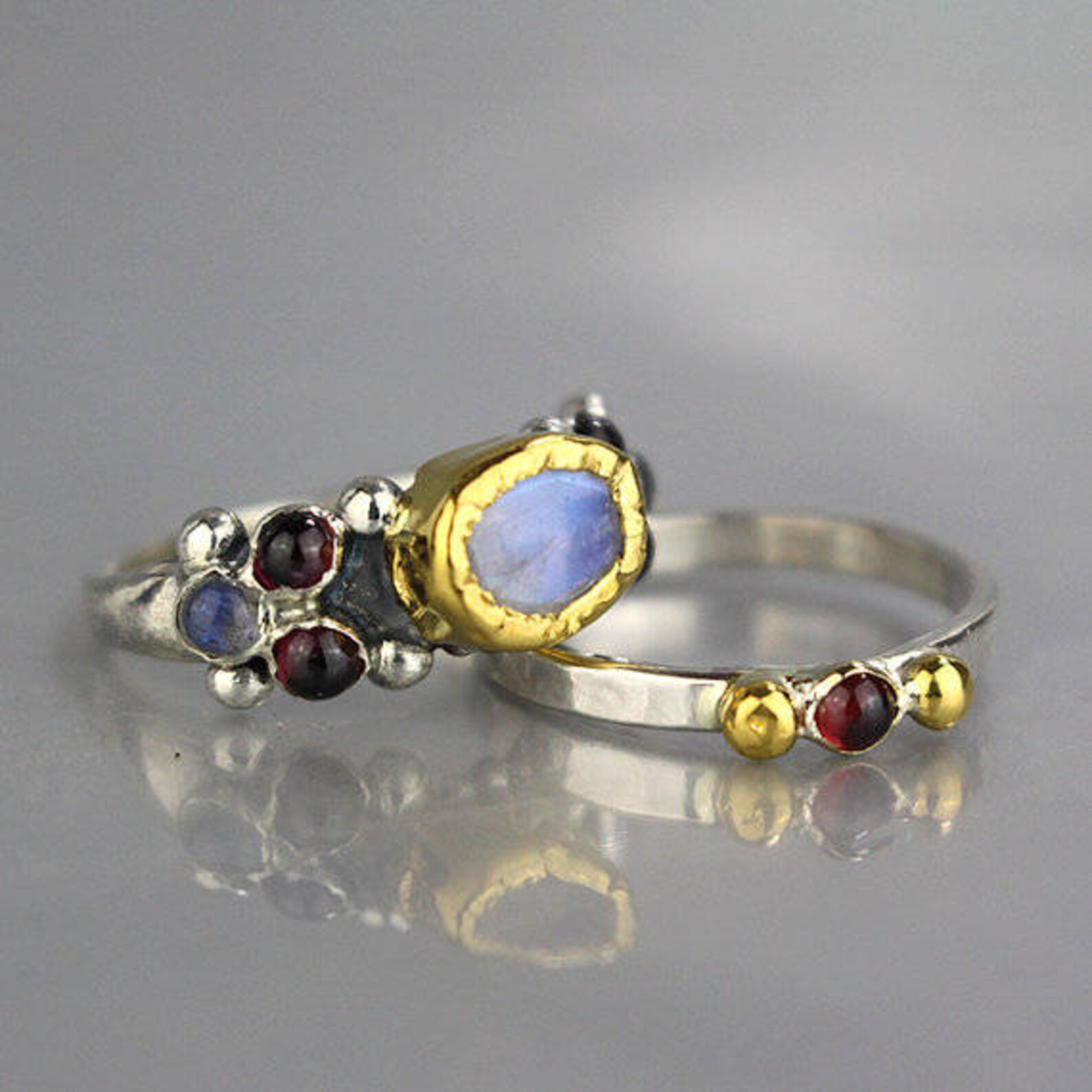 Gemstone Wedding Set Engagement Ring Set Stacking Ring Set | Etsy