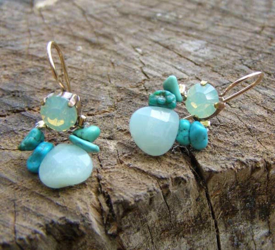 Turquoise Birthstone Earrings Turquoise Jewelry Multistone - Etsy