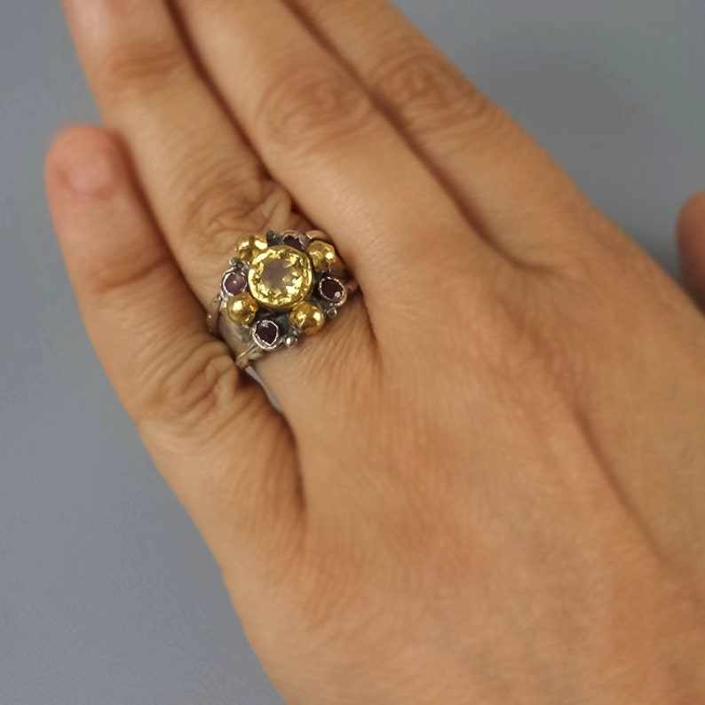 November Birthstone Ring Statement Ring Citrine Ring | Etsy