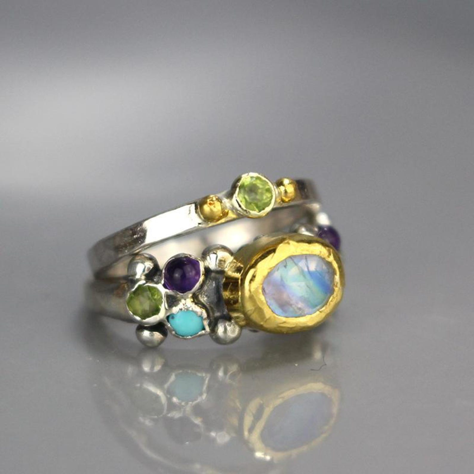 Stacking Ring Gemstone Wedding Ring Set Gemstone Ring Set | Etsy