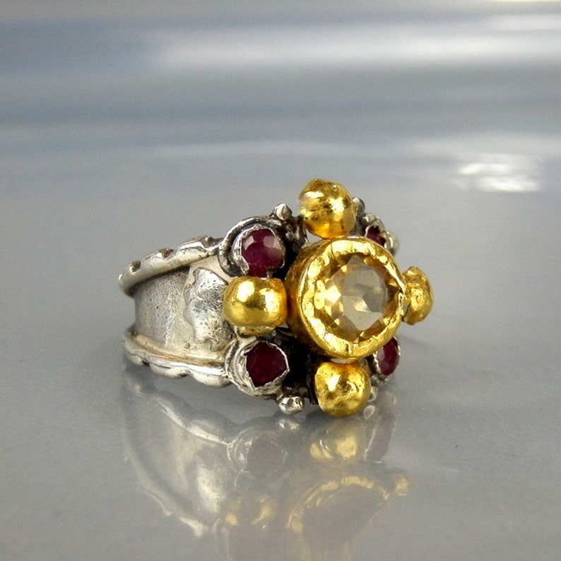 November Birthstone Ring Statement Ring Citrine Ring - Etsy