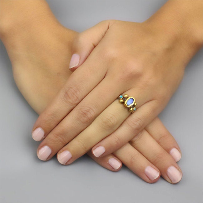 Moonstone Wedding Ring Gold Moonstone Ring Silver and Gold - Etsy
