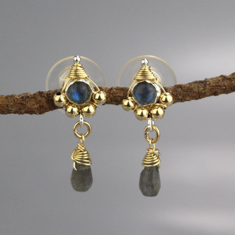 Boho Studs Labradorite Spring Stud Earrings Post Earrings | Etsy